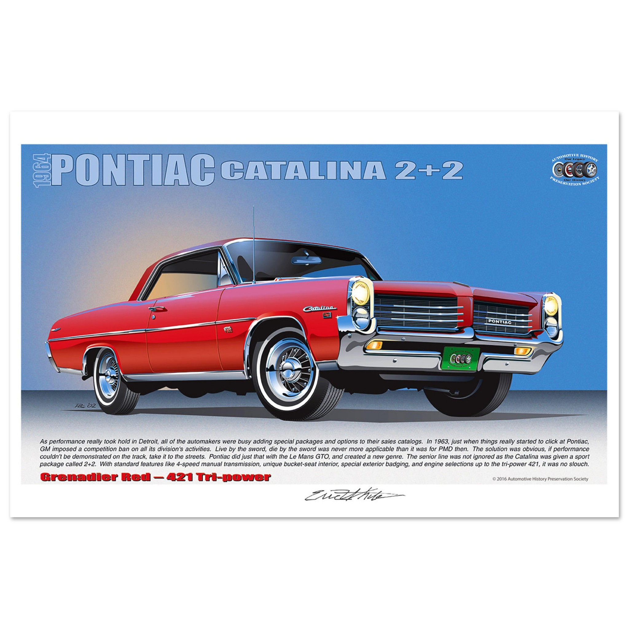 1964 Pontiac 2+2 - Premium Semi-Glossy Paper Poster - Over-Drive Magazine