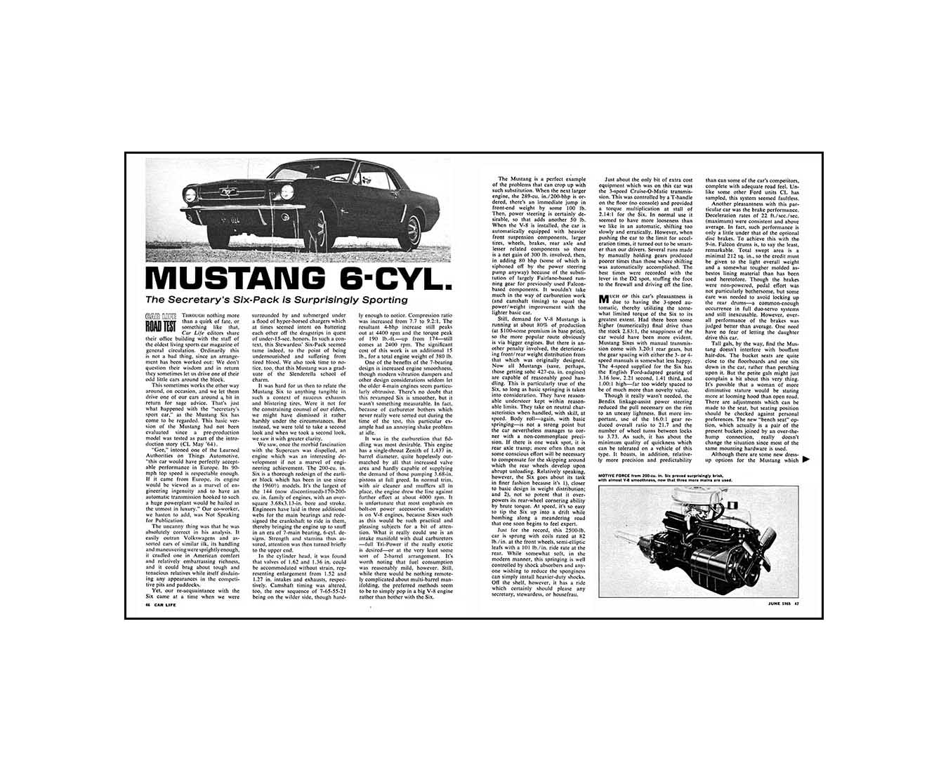 1965 Ford Mustang 6-cylinder Road Test - Car Life Magazine - Over-Drive ...