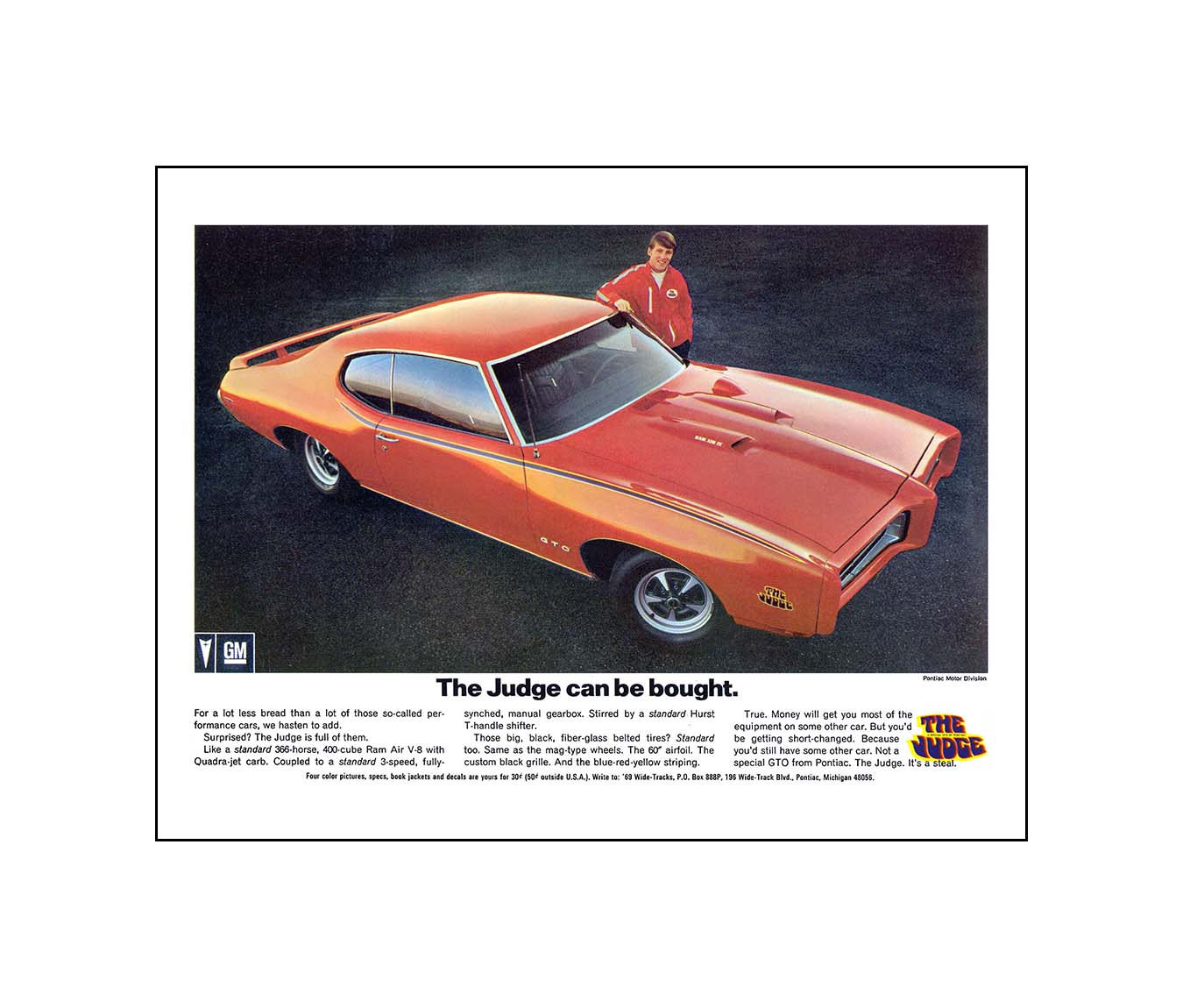 1969 Pontiac GTO Judge Ad - Bought - Over-Drive Magazine
