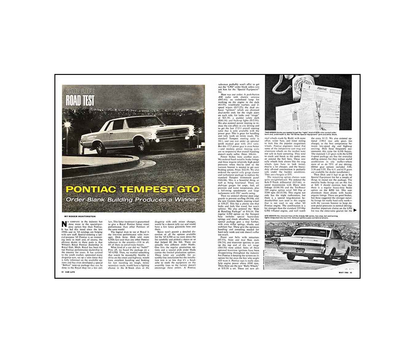1965 Pontiac GTO Road Test - Car Life Magazine - Over-Drive Magazine