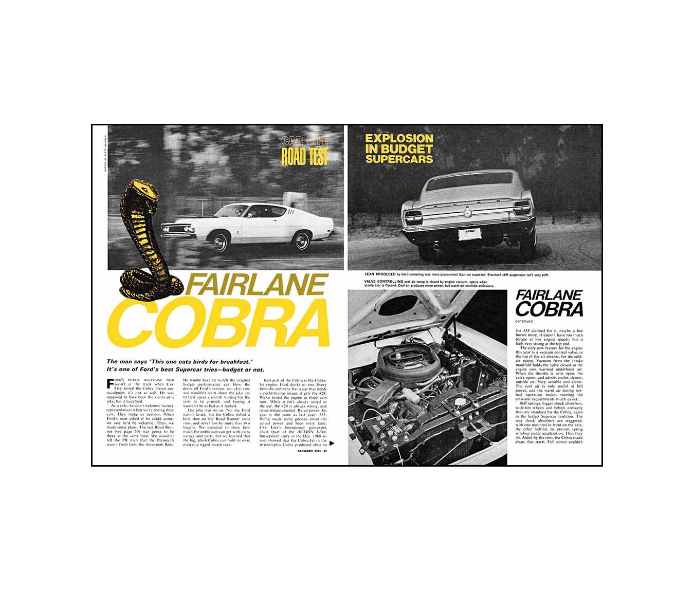1969 Fairlane Cobra 428 Cobra Jet Road Test - Car Life Magazine - Over ...