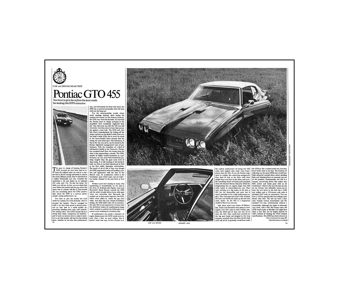 1970 Pontiac GTO 455 Road Test - Car and Driver Magazine - Over-Drive ...