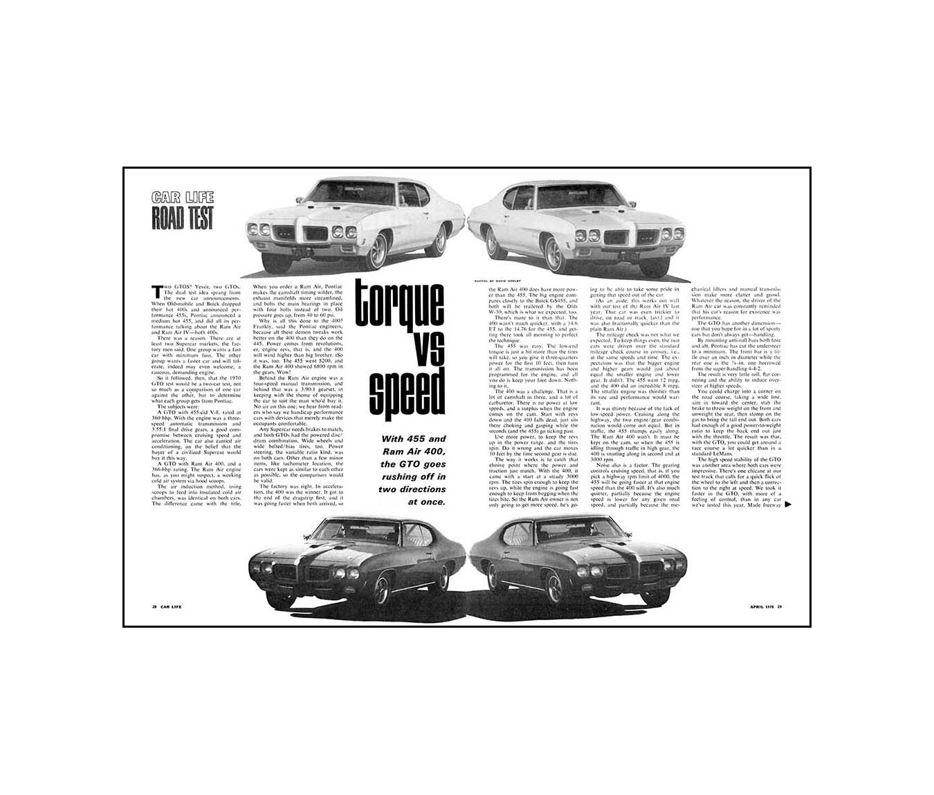 1970 Pontiac GTO 455 vs Ram Air 400 Road Test - Car Life Magazine ...