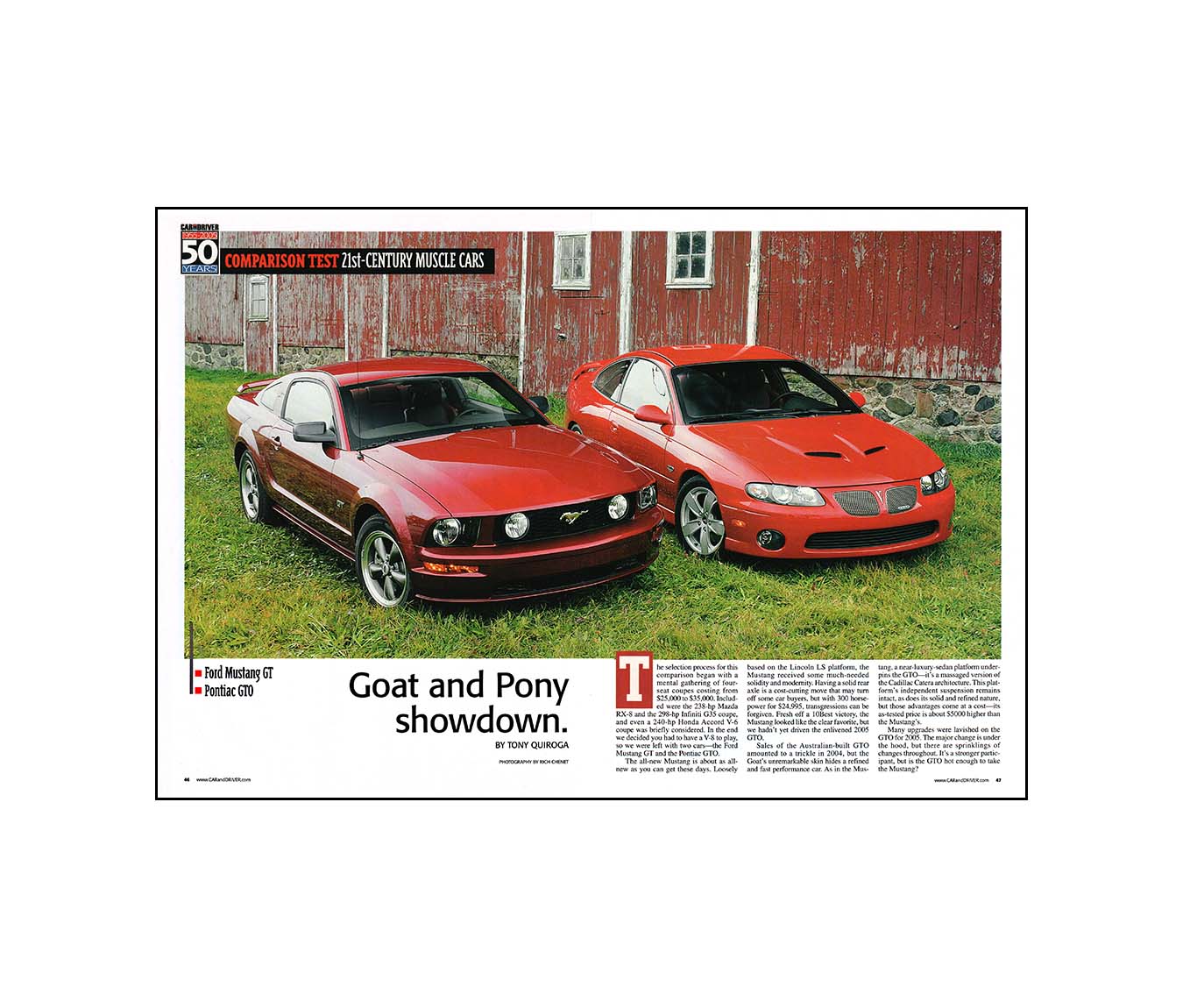 2005 Ford Mustang vs. 2005 Pontiac GTO Road Test - Car and Driver ...