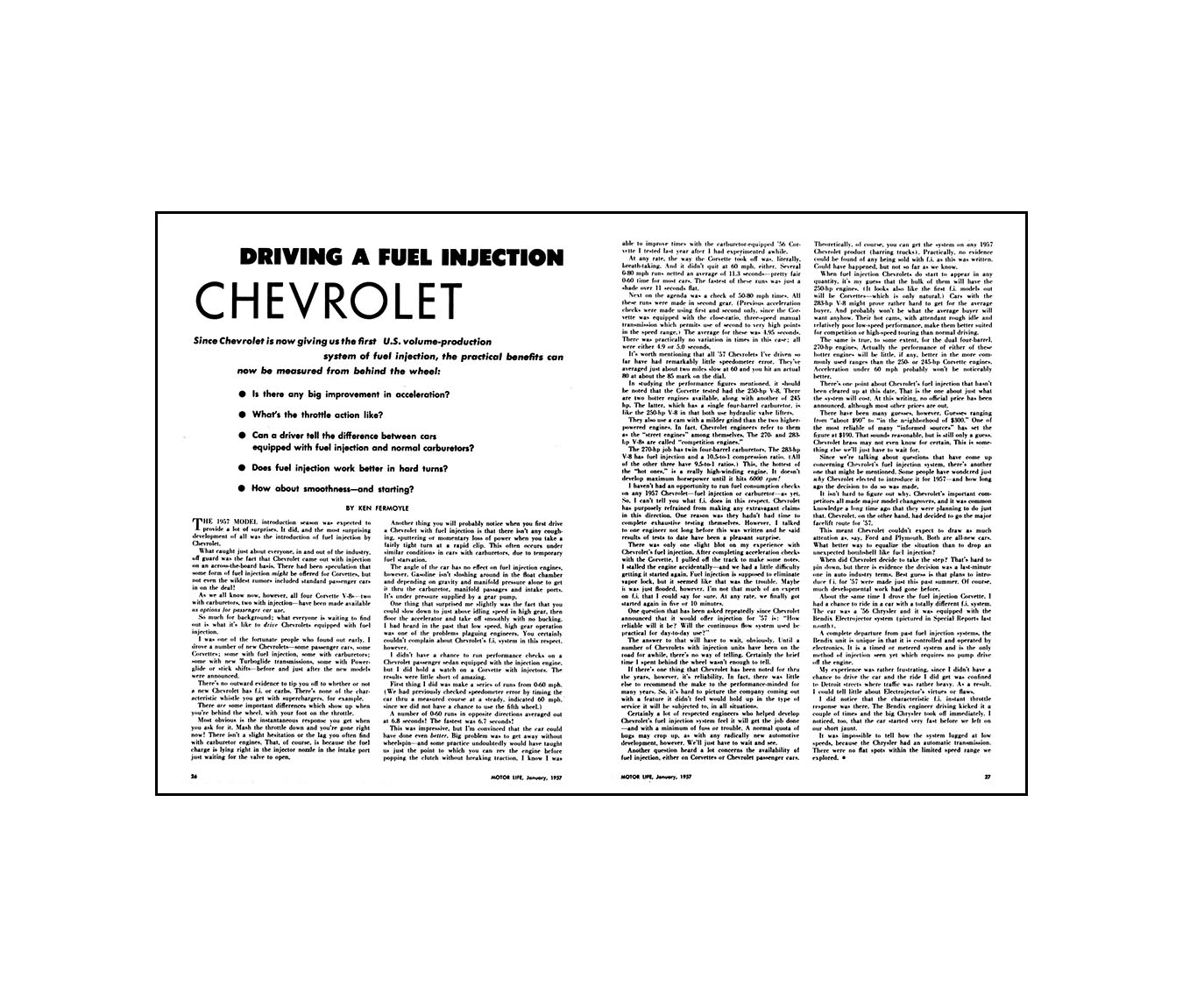 1957 Chevrolet Fuel Injection Drive - Car Life Magazine - Over-Drive ...