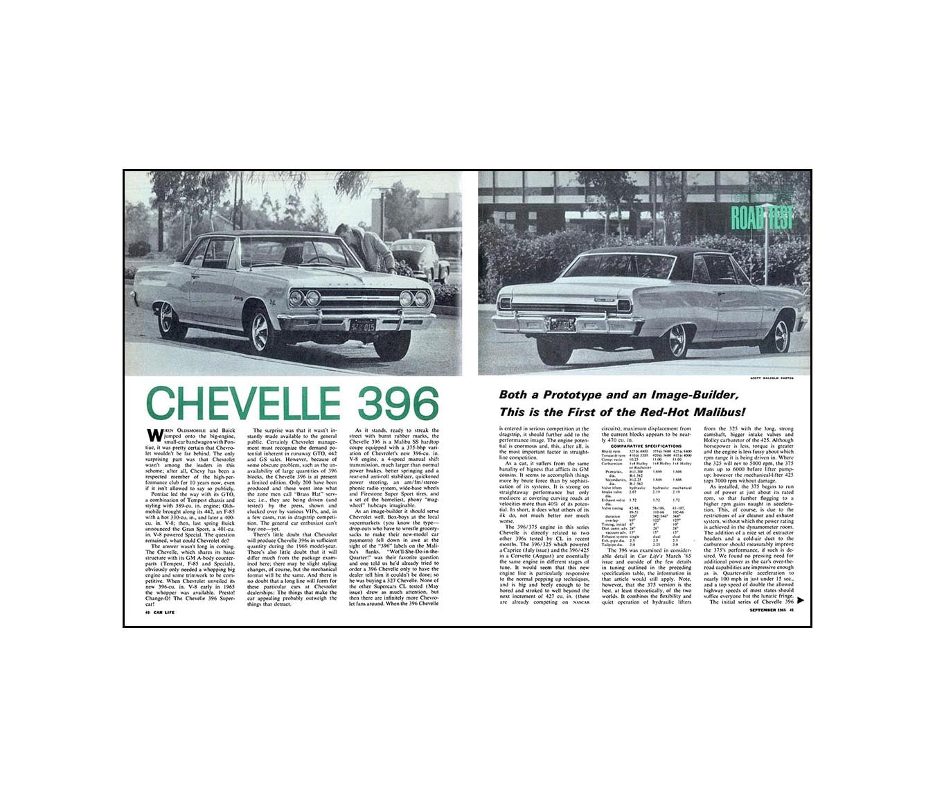 1965 Chevrolet Chevelle SS 396 Road Test - Car Life Magazine - Over ...