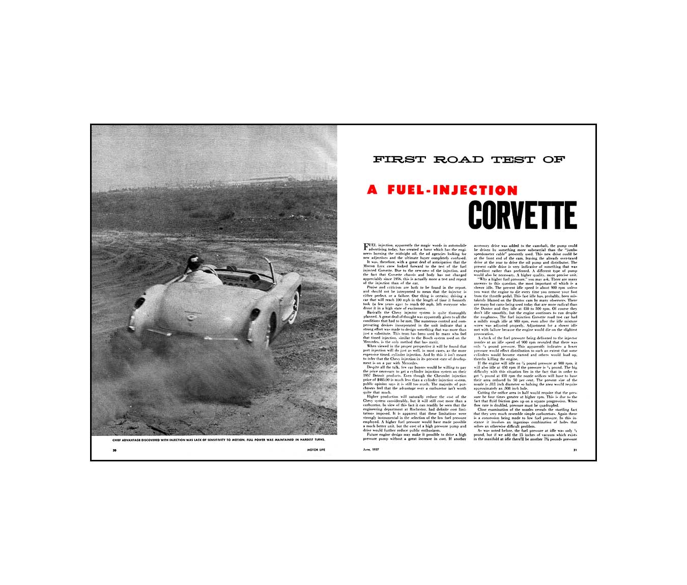 1957 Fuel Injected Chevrolet Corvette Road Test - Motor Life Magazine ...