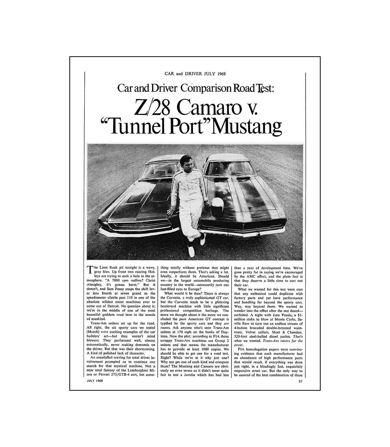 1968 Chevrolet Camaro Z28 vs Tunnel Port Ford Mustang Road Test - Car ...