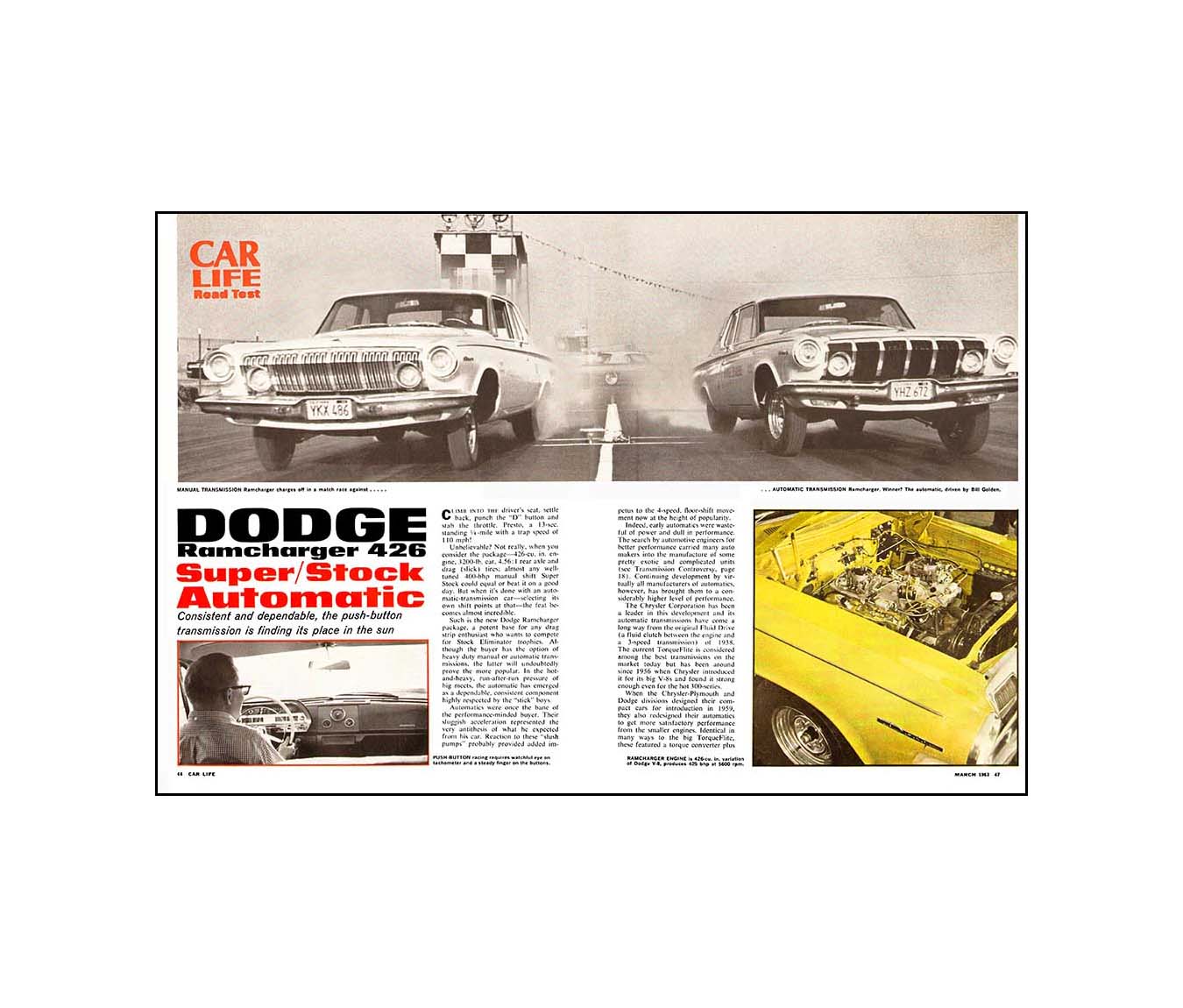 1963 Dodge Ramcharger 426 Super Stock Stick vs Automatic Test - Car ...