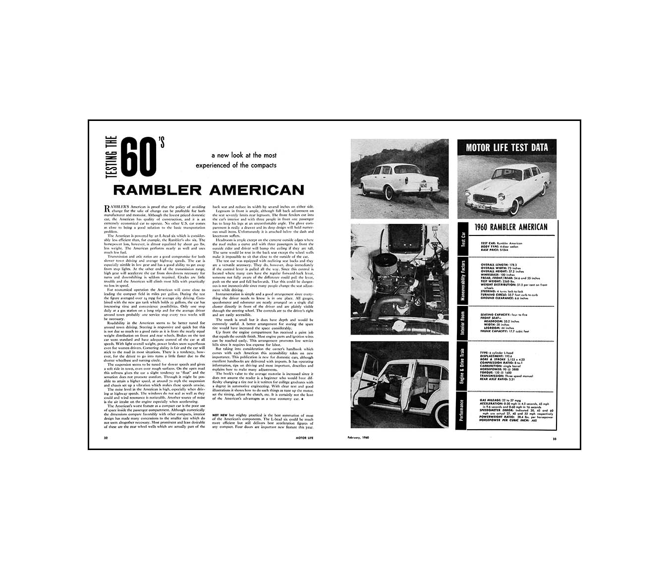 1960 AMC Rambler American I-6 Road Test - Motor Life Magazine - Over ...