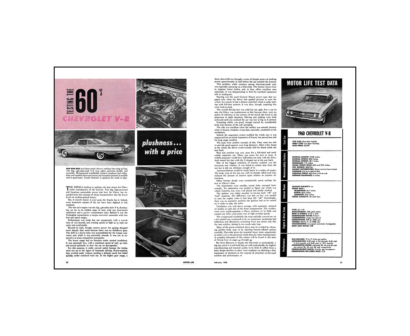 1960 Chevrolet Impala 348 CID V-8 Road Test - Motor Life Magazine ...