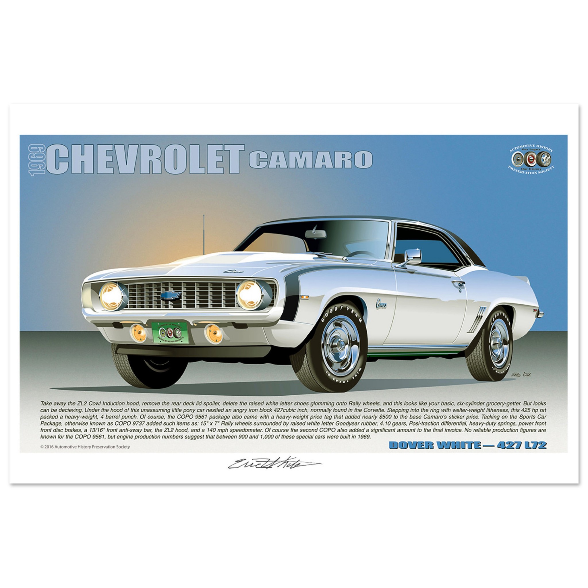 1969 Chevrolet COPO Camaro Poster - Premium Semi-Glossy Paper - Over ...