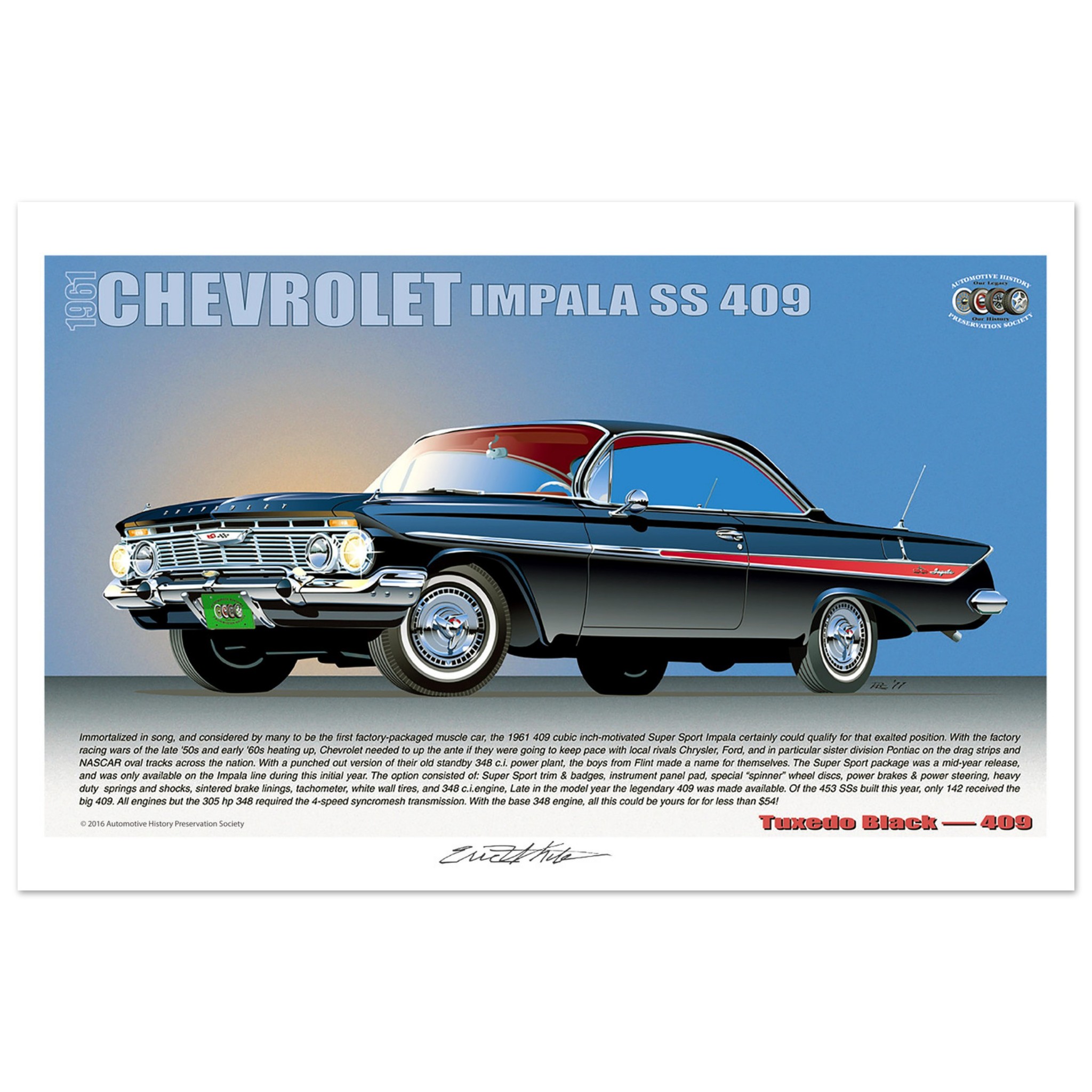 1961 Chevrolet 409 Poster - Premium Semi-Glossy Paper - Over-Drive Magazine
