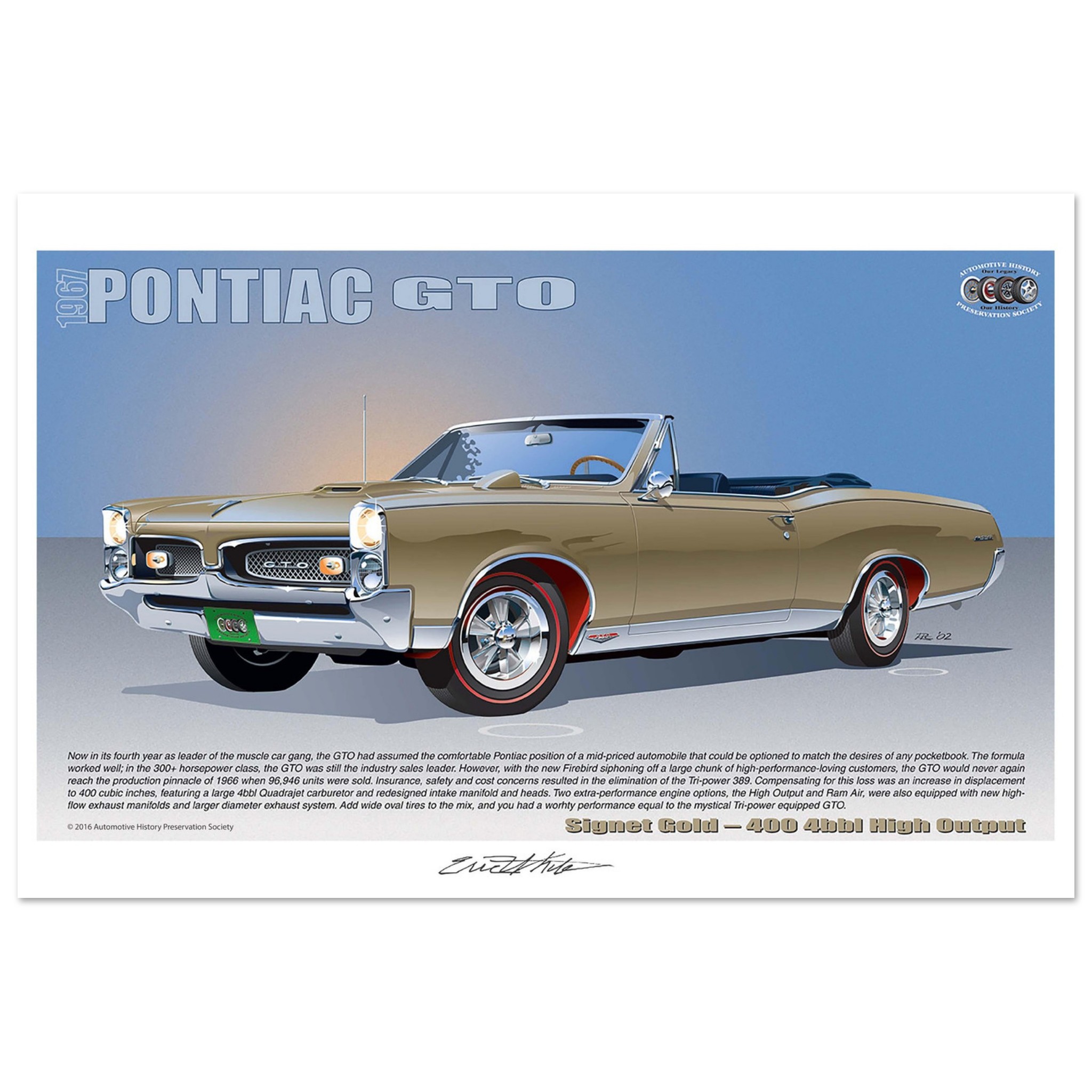 1967 Pontiac GTO Convertible Poster - Premium Semi-Glossy Paper - Over ...