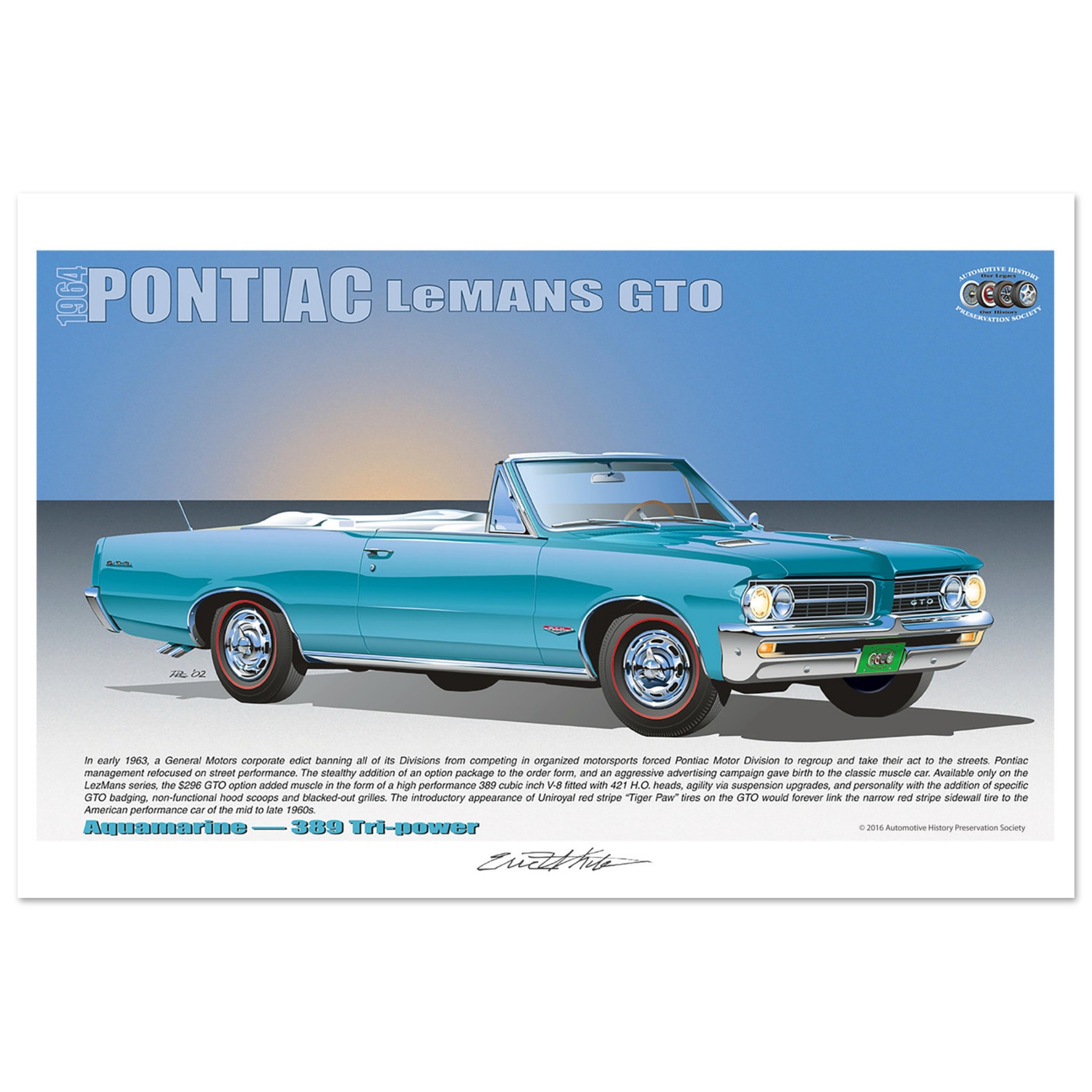 1964 Pontiac GTO Convertible Poster - Premium Semi-Glossy Paper - Over ...