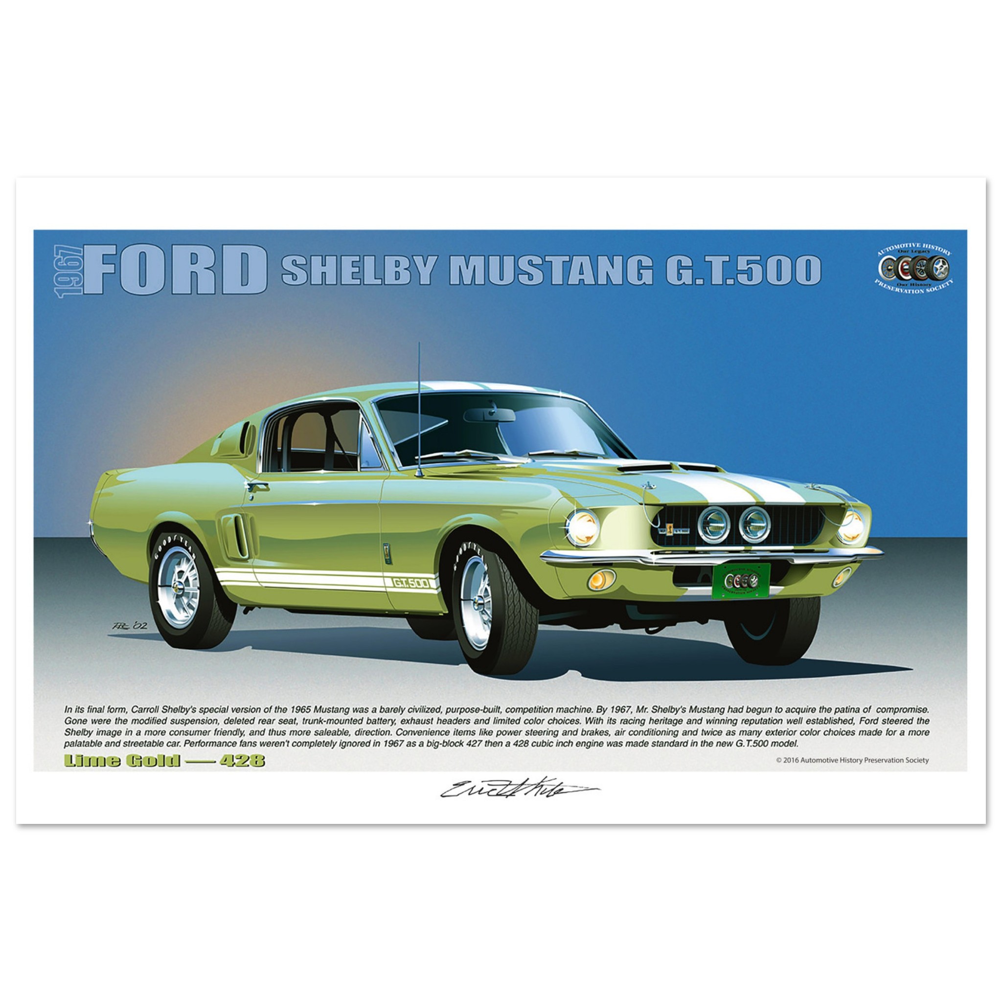 1967 Shelby GT 500 Mustang Poster - Premium Semi-Glossy Paper - Over ...