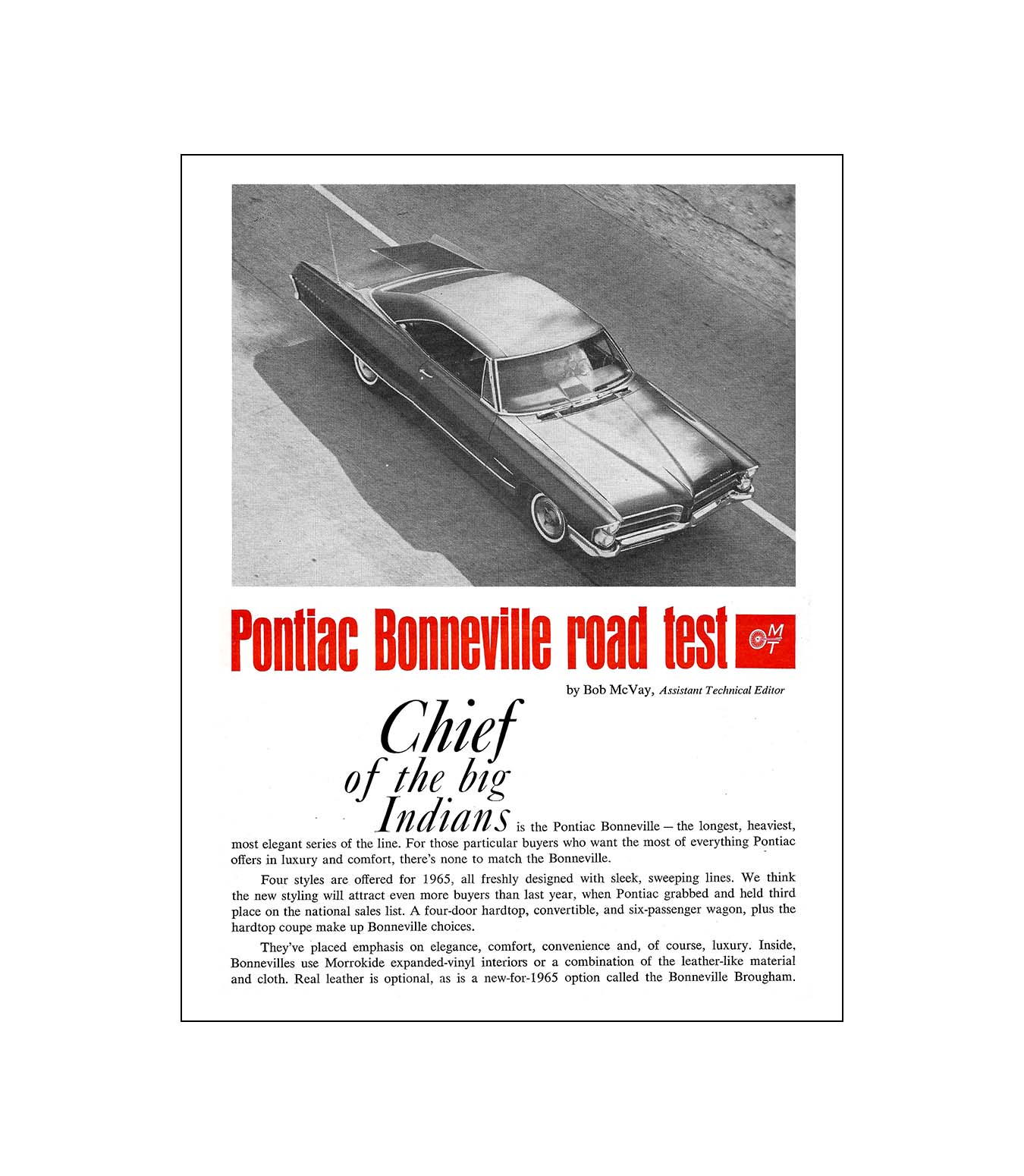 1965 Pontiac Bonneville Road Test - Motor Trend Magazine - Over-Drive ...