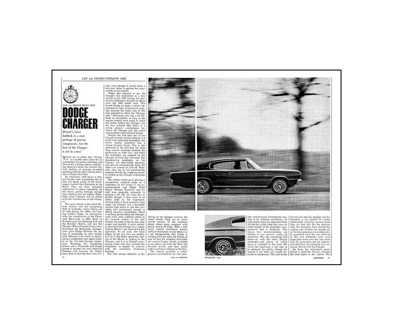 1966 Dodge Charger 383 CID Road Test – Car and Driver Magazine - Over ...