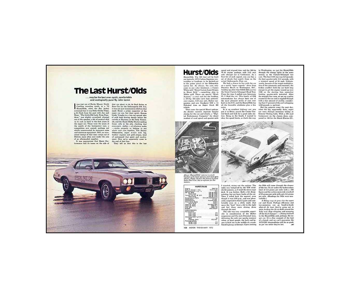 1972 Oldsmobile Hurst/Olds Road Test - Motor Trend Magazine - Over ...
