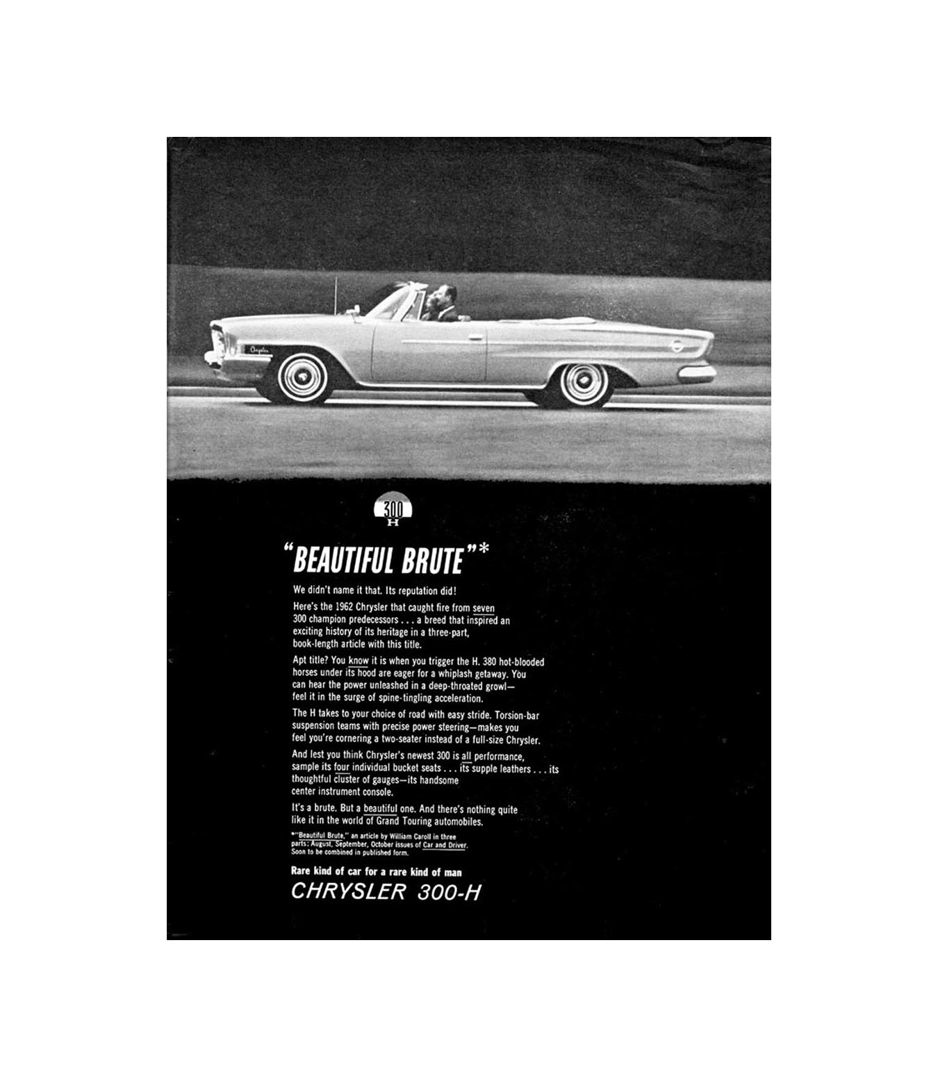 1962 Chrysler 300H Print Ads - Over-Drive Magazine