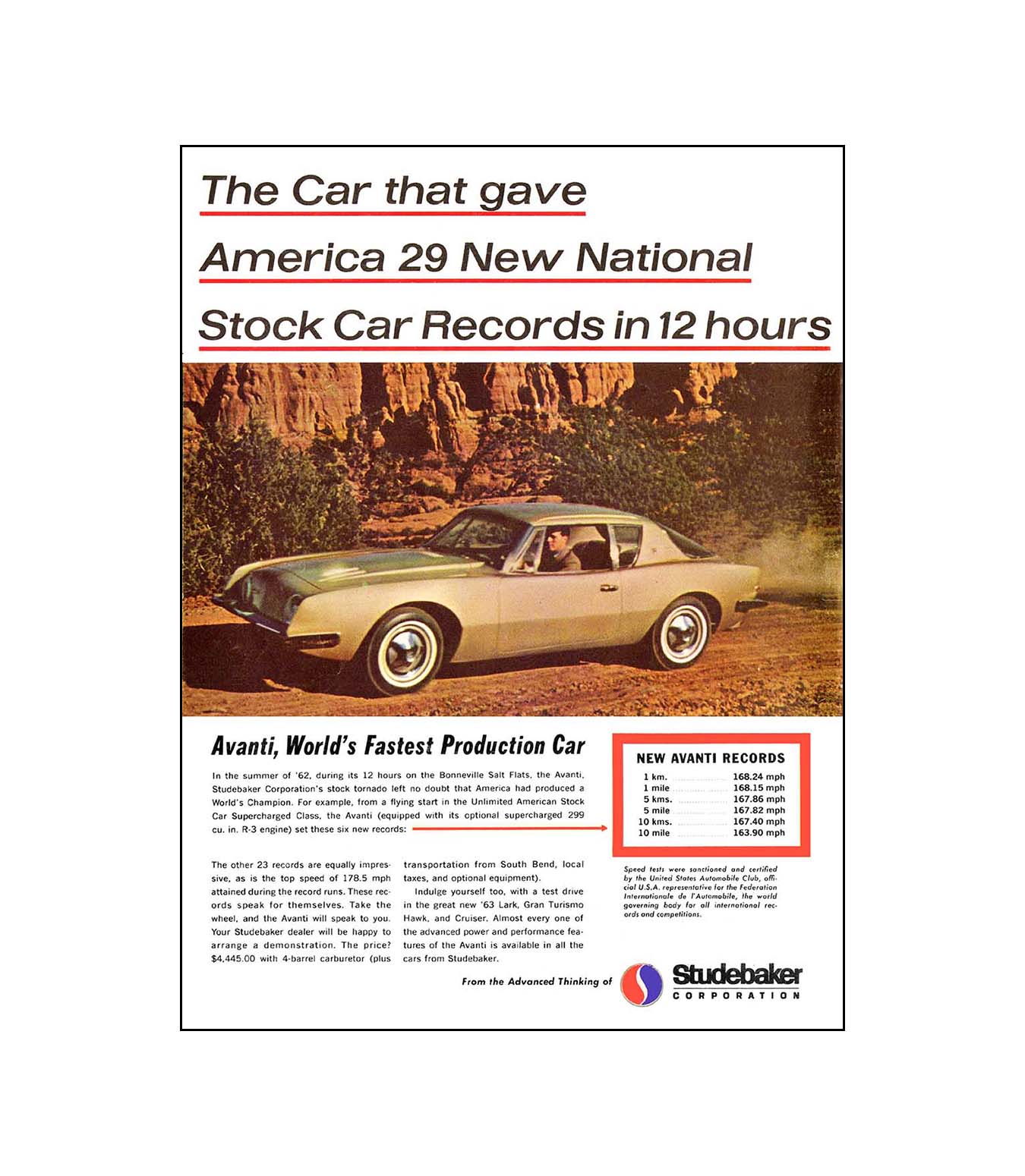 1963 Studebaker Avanti Print Ads - Over-Drive Magazine